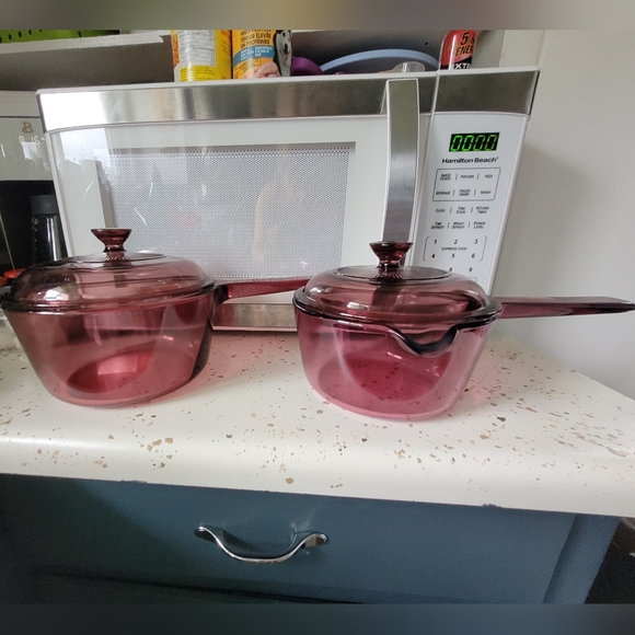 Corningware | Kitchen | Vintage Vision Corningware Cranberry Glass Pots ...